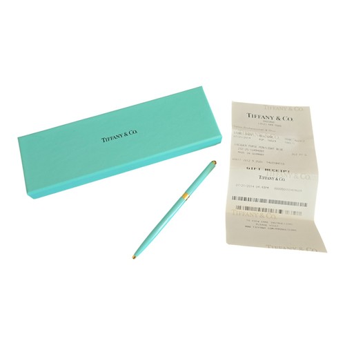 Tiffany & Co. Light Blue Lacquer & Gold Purse Pen w/ Original Box ...