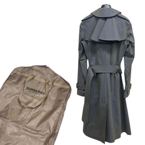 BURBERRY Grey Trench Coat with Nova Check Pattern Lining and Belt ...