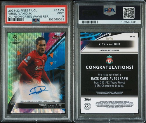 2021-22 Topps Finest UCL Liverpool Van Dijk Neon Green Wave Auto /99 ...
