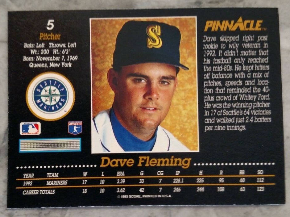 1993 Pinnacle #5 Dave Fleming Seattle Mariners | eBay
