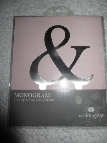 Weddingstar Monogram Cake Topper Brushed Silver 4" Wedding Engagement ...