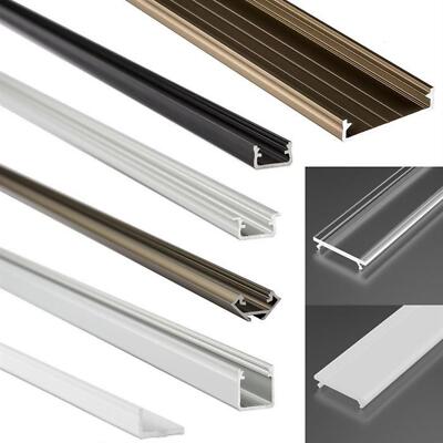 1-10m LED Aluminium profile + Cover + Accessories Aluminium rail | eBay ...
