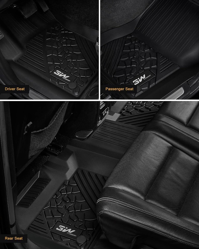 3W Floor Mats For 2016-2024 Dodge Durango Bench Seating All Weather Car ...