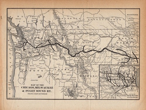 1912 Antique Chicago Milwaukee Puget Sound Railway Map St Paul Railway ...