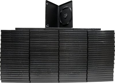 (100) Black Empty Standard Replacement Single DVD Cases Boxes 14mm Disc ...
