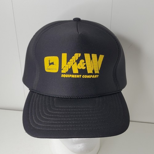 VTG Black John Deere Backhoes K & W Equip Snapback Foam Trucker Hat ...