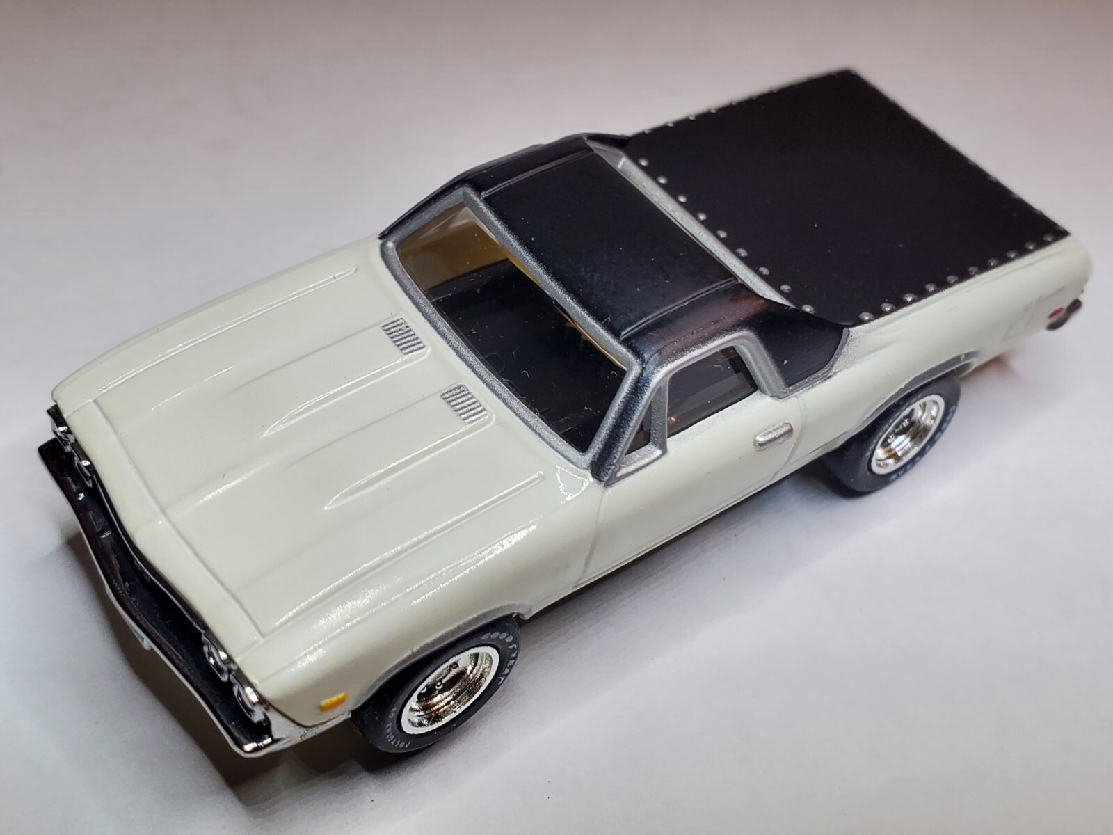 EL CAMINO WHT/BLK/ BLK T-Jet HO Slot Car , CHROME SLOTTED RIMS ...