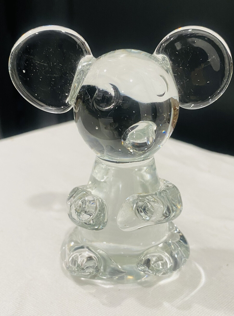 Art Glass Mouse Figurine Paperweight Solid Clear Glass 4 1/4"h | eBay