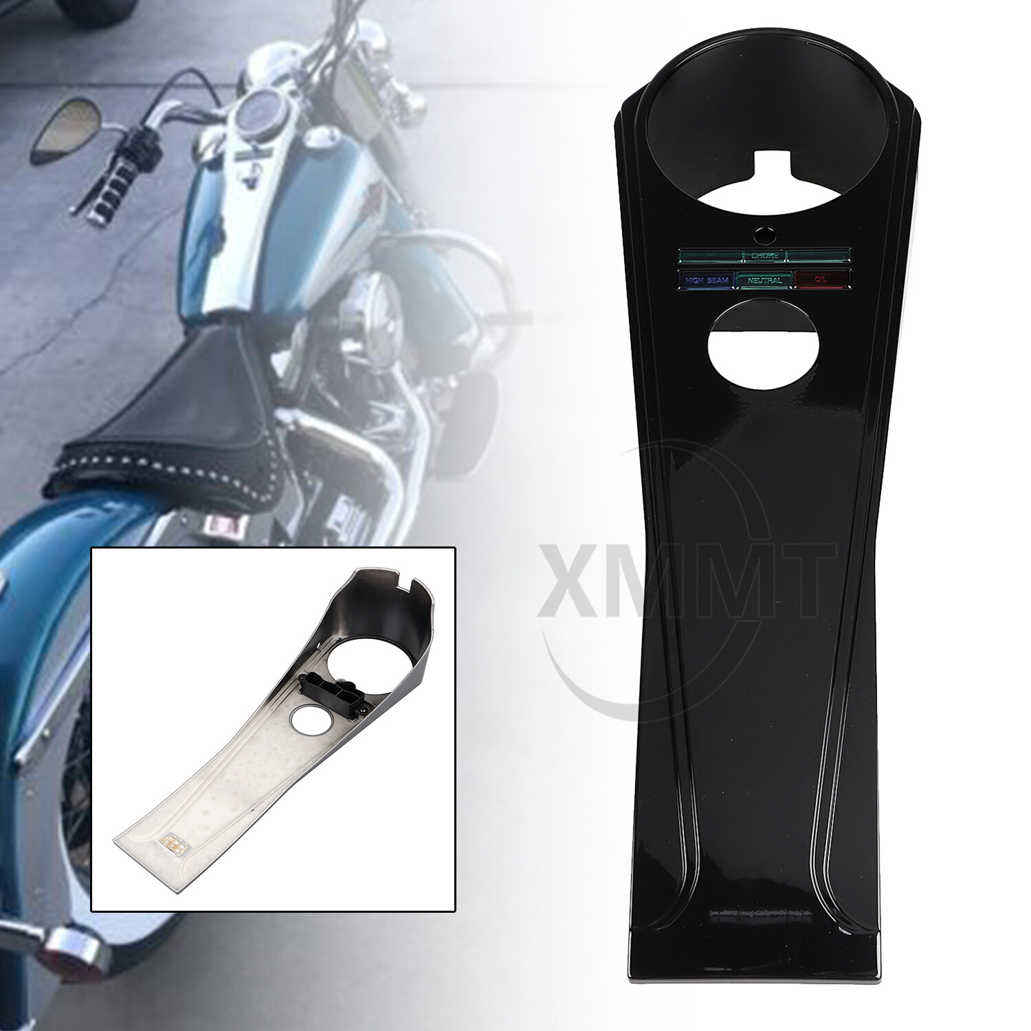 Black 19.6" Long Rider Dash Panel For Harley Fatboy FLSTF Softail FXST ...