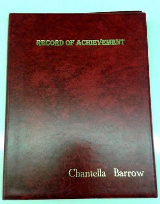 PRINTED WITH YOUR OWN NAME RECORD OF ACHIEVEMENT PVC FOLDER IN RED ...