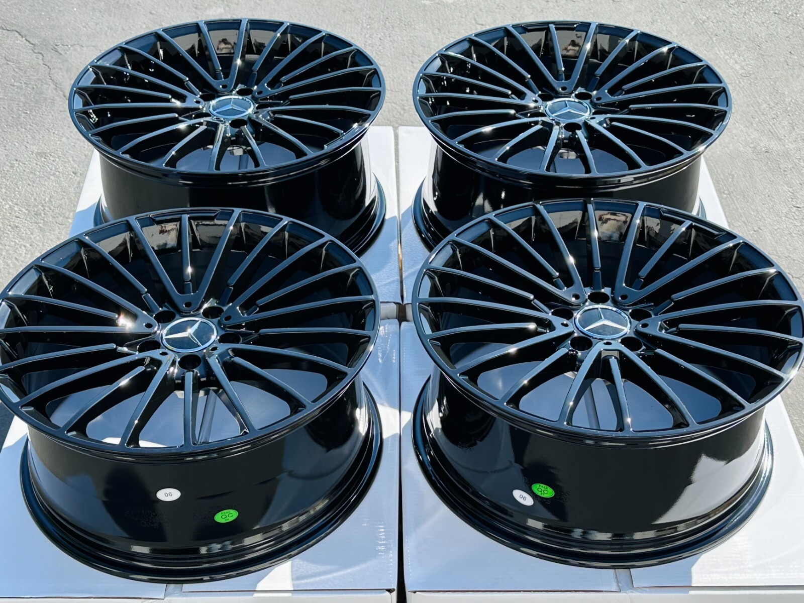 4 NEW 19" Black Wheels 19x8.5 Squared Rims Mercedes C250 C300 C350 C400 ...