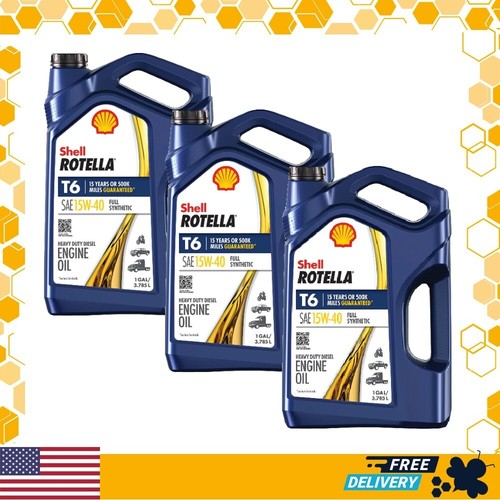 Pack 3 Shell Rotella T6 Full Synthetic 15W-40 Diesel Engine Oil, 1 ...
