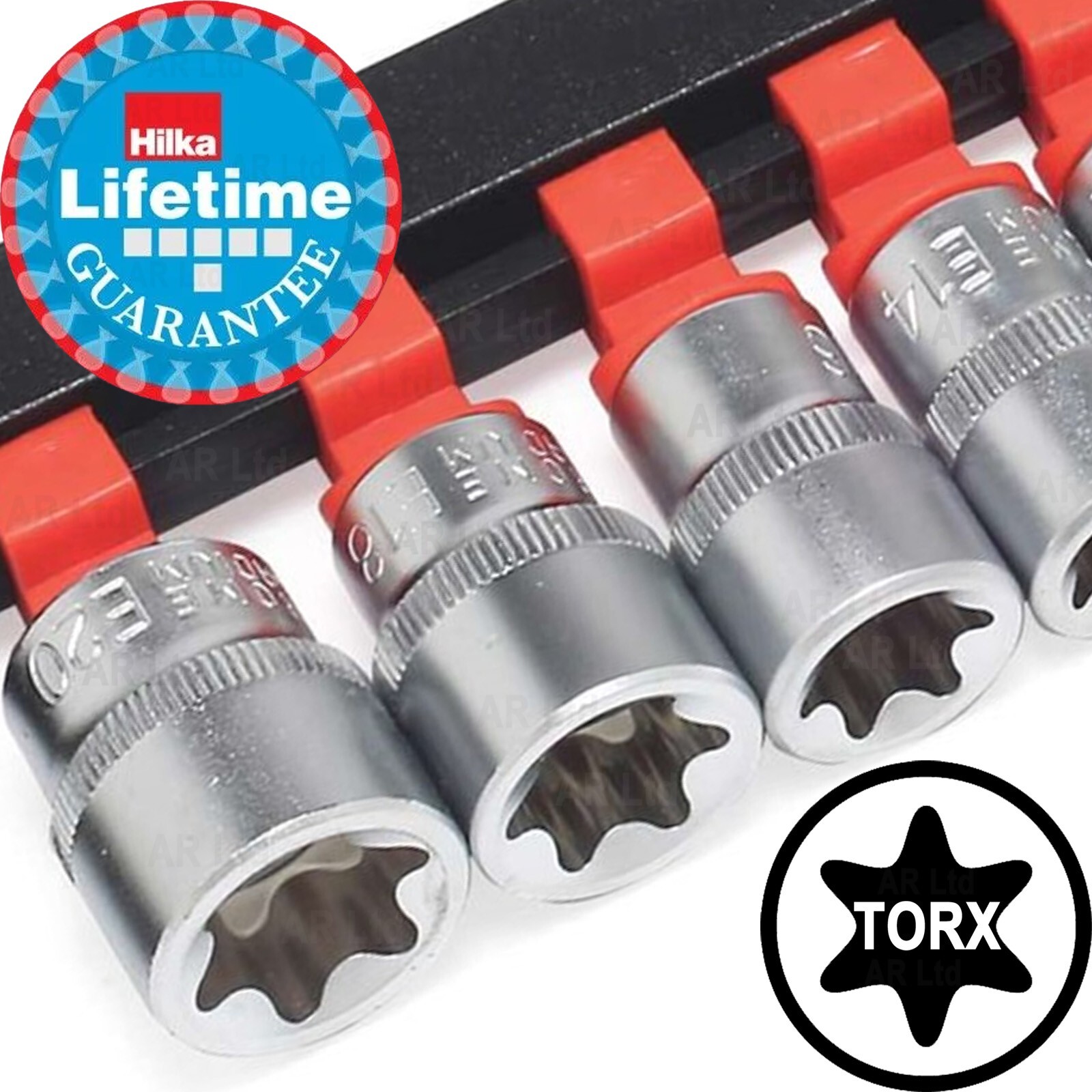 Hilka TORX Sockets E10-E20 Torx Star female Sockets 3/8" Dr 7pc E ...