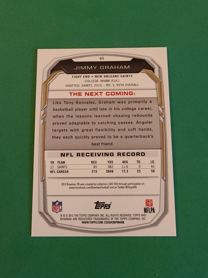2013 Jimmy Graham Bowman #65 | eBay