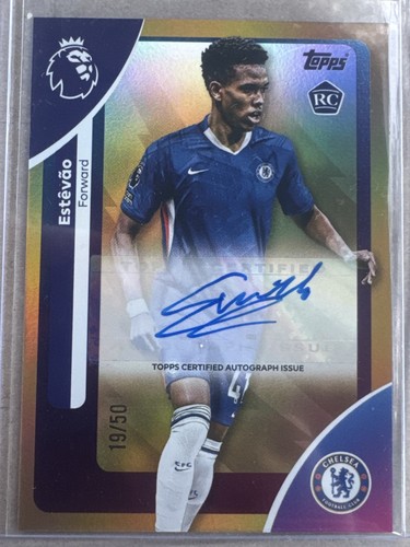 Topps Premier League 2025/2026 Estevao Chelsea Rookie Card Auto Gold ...