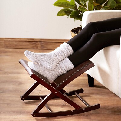 Rocking Foot Rest Stool Padded Ottoman Foldable Upholstered Improves ...
