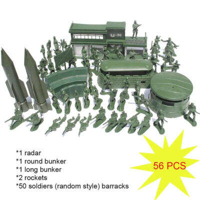 56 Pieces Military Playset WWII Soldiers Base Toys Models 5cm Army Men ...