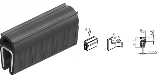 1011-50 EMKA Rubber NBR Gasket Gasketing Edge Protection Profile Self ...