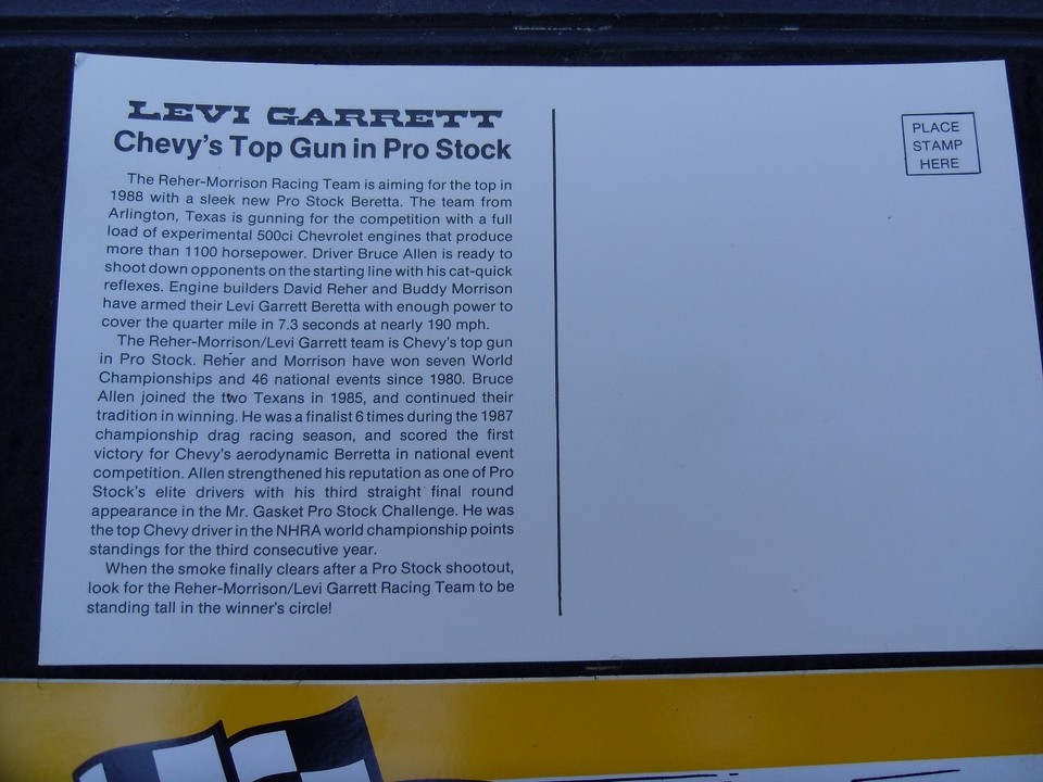 VINTAGE BRUCE ALLEN REHER MORRISON LEVI GARRETT RACING BERRETTA PHOTO ...