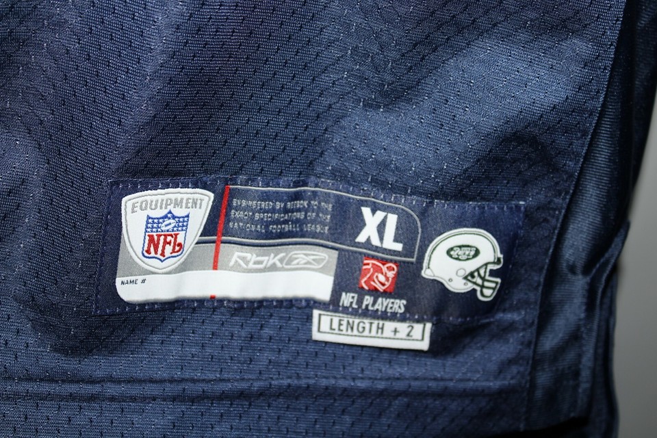 NEW YORK JETS BLUE NAVY JERSEY REEBOK AUTHENTIC #20 JONES NFL FOOTBALL ...