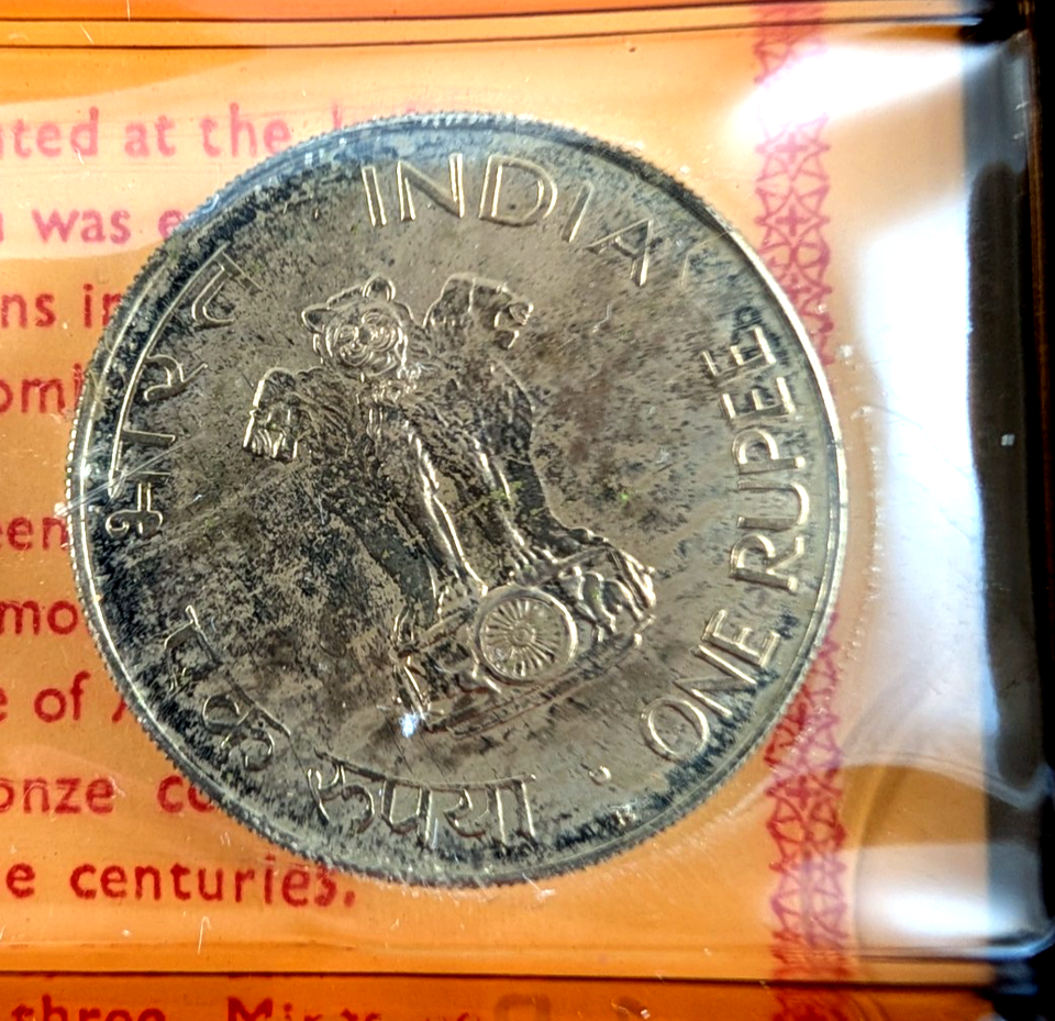 REPUBLIC of INDIA 1969 Nine (9) Coin Proof Set with Gandhi Silver 10 ...