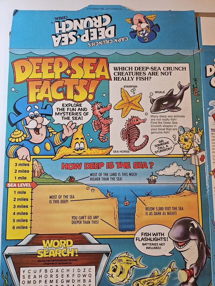 1993 "NEW!" Cap'n Crunch's Deep Sea Crunch RELEASE Cereal Box Flat | eBay
