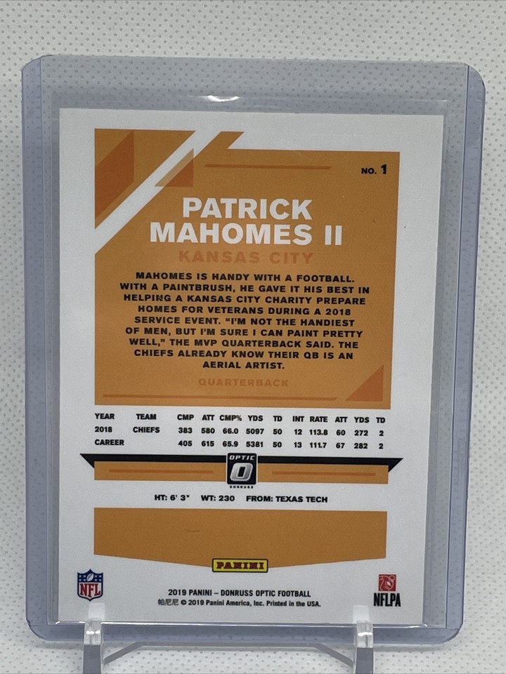 2019 Panini Donruss Optic Patrick Mahomes II Chiefs | eBay