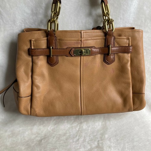 Coach Jayden Caryall J1173-18955 Brown Tan Leather Sateen Brass Satchel ...