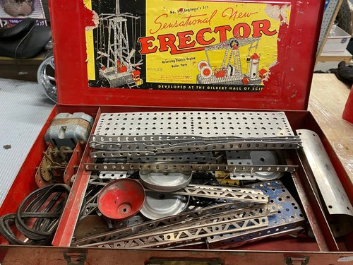 VINTAGE ERECTOR SET ENGINE & BOILER PARTS 1950'S MOTOR IN METAL BOX | eBay