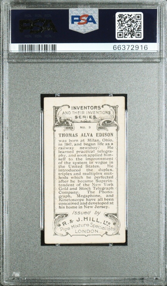 1907 R & J Hill Inventors & Their Inventions #3 THOMAS EDISON PSA 4 VG ...