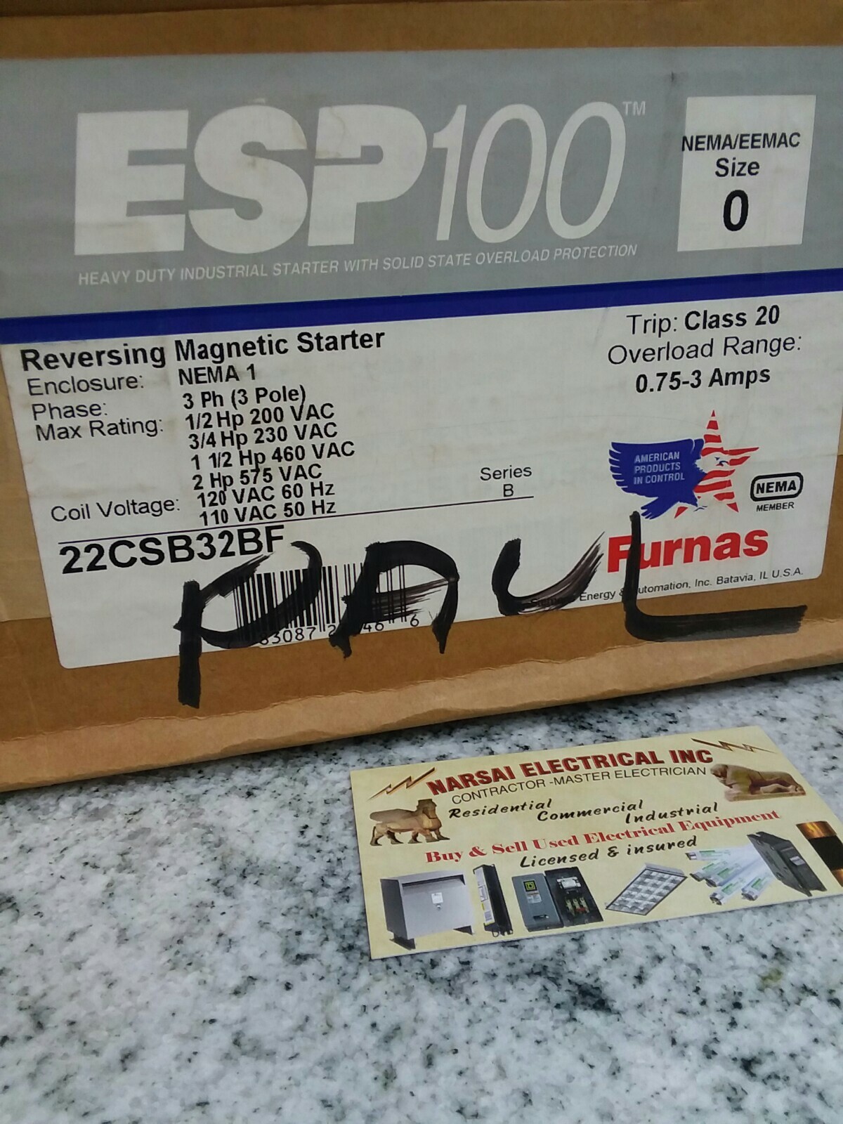 Furnas ESP 100 SIZE 0, Reversing Magnetic starter 22CSB32BF,2HP,575VA, 3P(58C | eBay