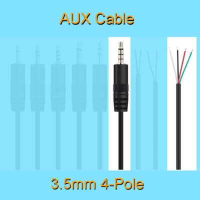 1pc 30cm 4 Pole Stereo Audio Aux Cord 3.5mm Plug 4pin Wire DIY Pigtail ...