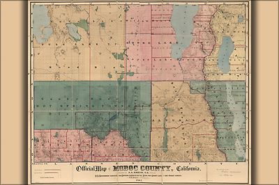 Poster, Many Sizes; Official Map Of Modoc County, California 1887 | eBay