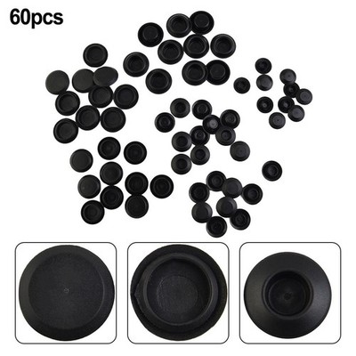 60 Piece Flush Mount Black-Plastic Hole Plug-Assortment Auto Body Sheet ...