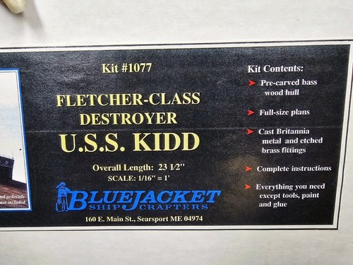 Bluejacket Shipcrafters USS Kidd Fletcher Class Destroyer Model Kit ...