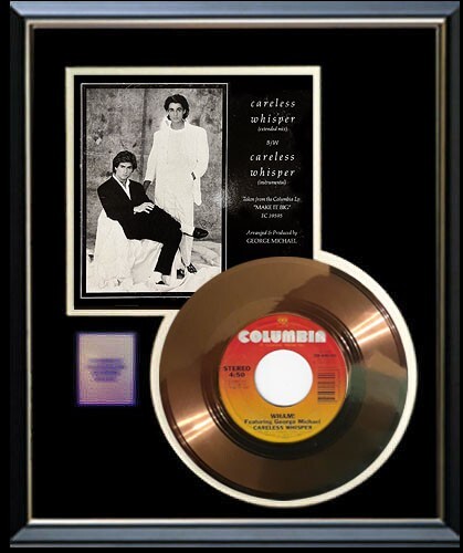 WHAM GEORGE MICHAEL CARELESS WHISPER 45 RPM GOLD RECORD RARE NON RIAA ...