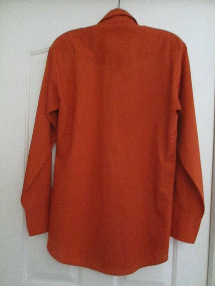 Vintage Karman Men's Rust Burnt Orange Western Cowboy Shirt Long ...