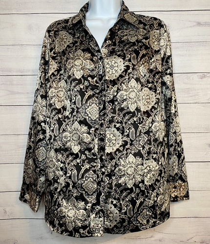 M Croft & Barrow Blouse Medium Paisley Button Up Shirt Long Sleeve Beautiful | eBay