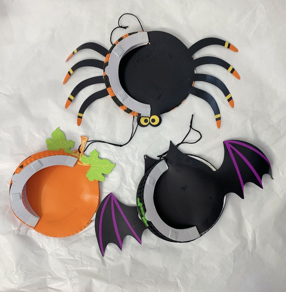 3 x Halloween Paper 3D Hanging Decorations Set Spider Bat Pumpkin UK ...