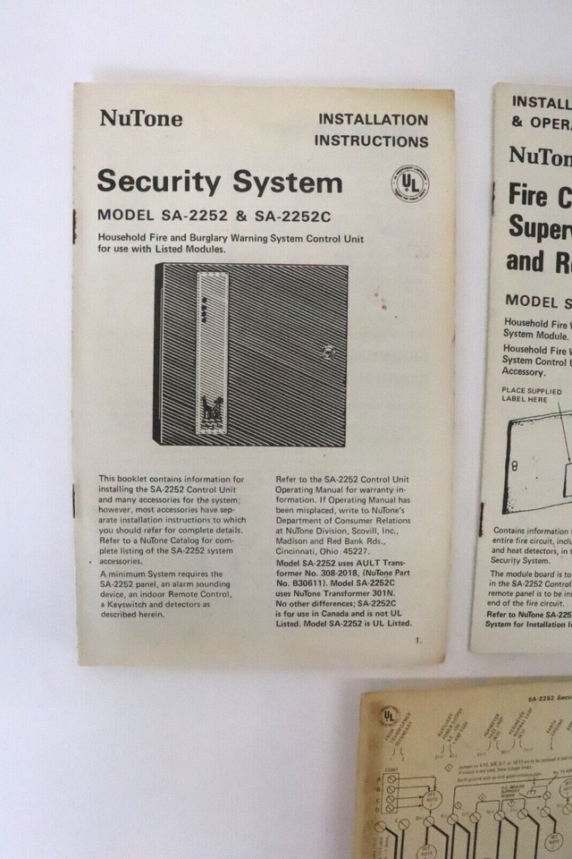 NuTone Security Alarm System Manual SA-2252 SA-2152 | eBay
