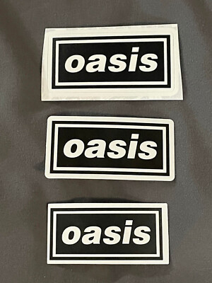 Lot of 3 OASIS 1 1/8" to 2 1/2" UK Band STICKERS Black White FAST FREE ...