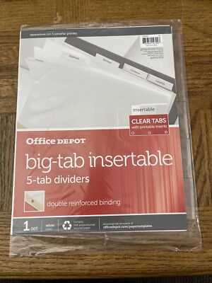 Office Depot Big Tab Insertable 5 Tab Dividers | eBay