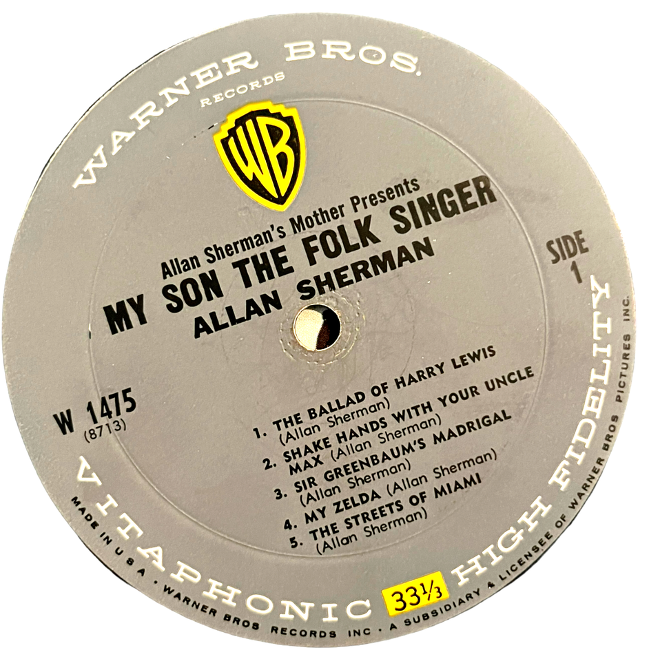 Allan Sherman - My Son, The Folk Singer - Warner Bros. Records W 1475 ...
