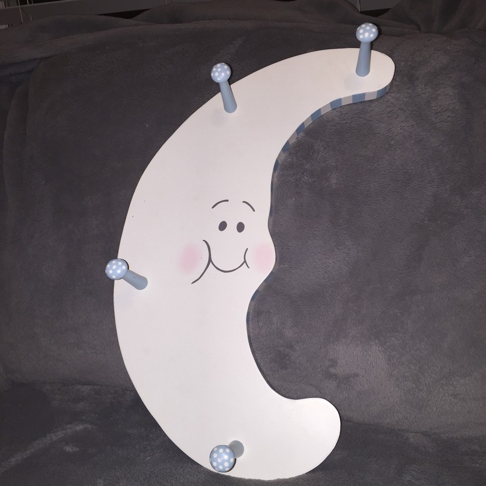 Pastel Nursery BABY MOON Coat Hooks Hat Rack Little Boy or Girl *GIFT ...