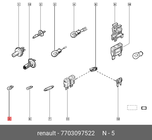Genuine OE Lamp 7703097522 For Renault 77030-97522 | eBay.de