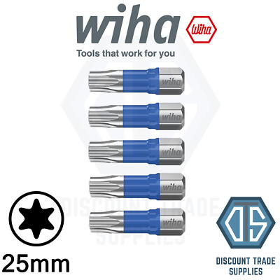 Wiha 41607 TORX T25 25mm T Bit Set - Pack of 5, 25mm Long Impact Driver ...