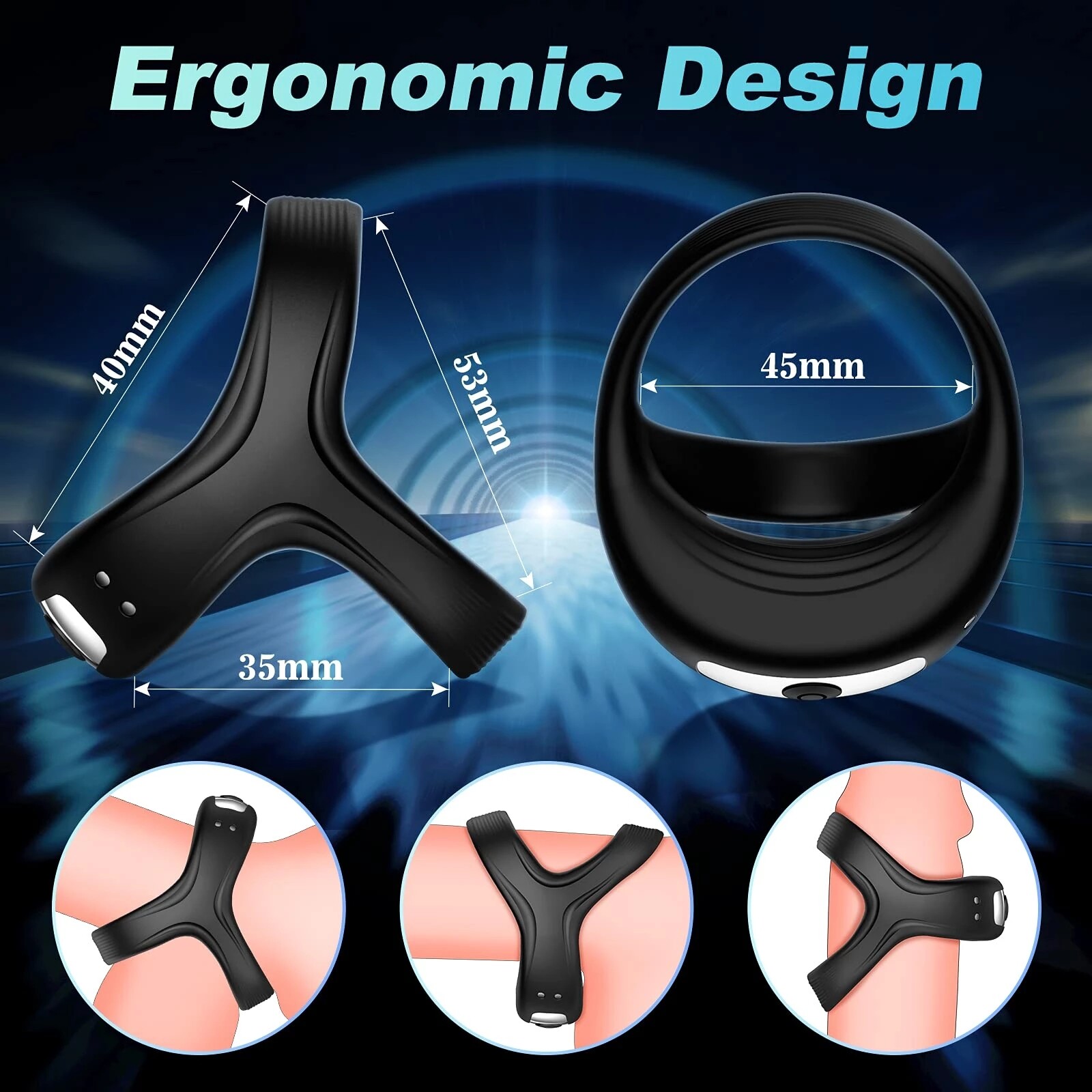 Triangel Cock Rings Vibrator Penis Vibrating Delay Ejaculation Sex Toys ...