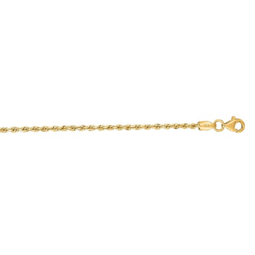 14K Yellow Gold 1.8mm Royal Rope Chain Anklet with Lobster Lock Fine ...