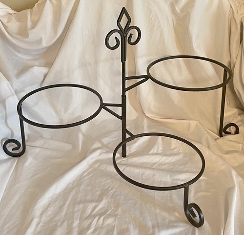 3 Tier Iron SWIVEL PIE PLATE PLANT STAND - Rustic Bronze Rack Display ...