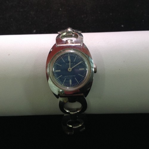 Timex Round Blue Face Silver Tone Clasp Band Wrist Watch 6.25 inches ...